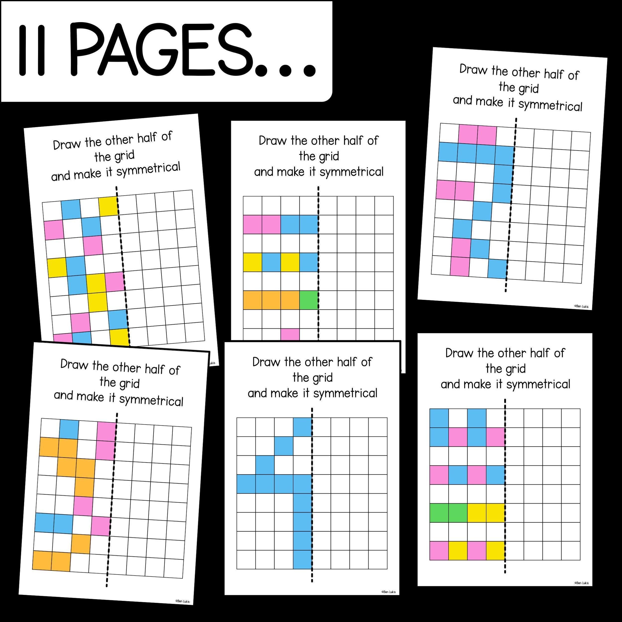 Symmetry Art and Math Worksheets, 10 Patterns to Copy and Draw ...