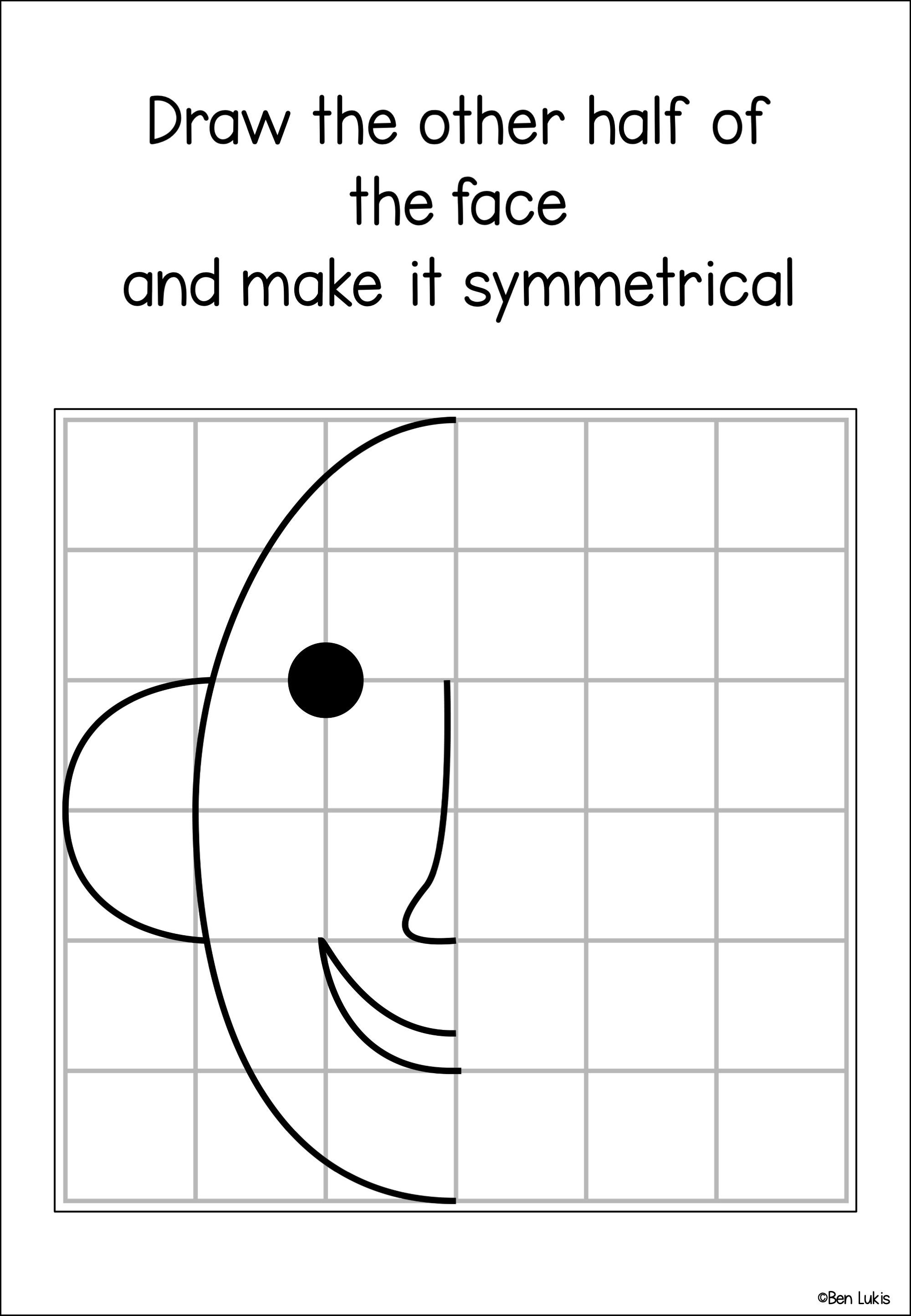 Symmetry Math Picture Worksheets, Face Symmetry Drawing Activities for ...