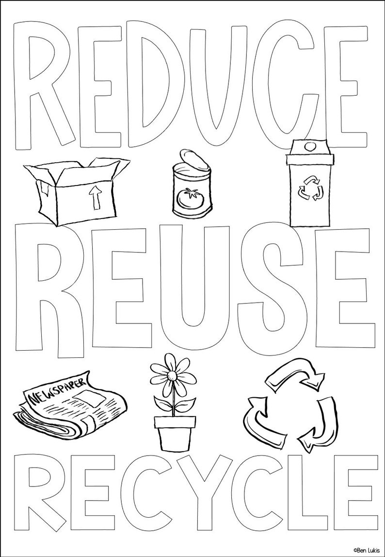 Earth Day Coloring Pages, Reduce Reuse Recycle, Plant A Tree, Fun ...