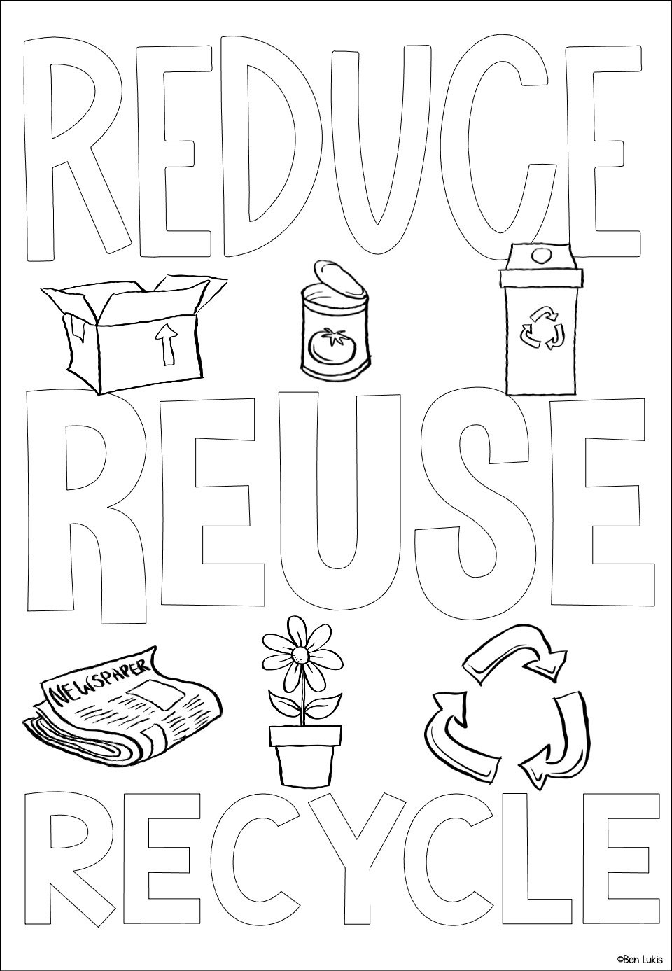 Earth Day Coloring Pages, Reduce Reuse Recycle, Plant A Tree, Fun ...