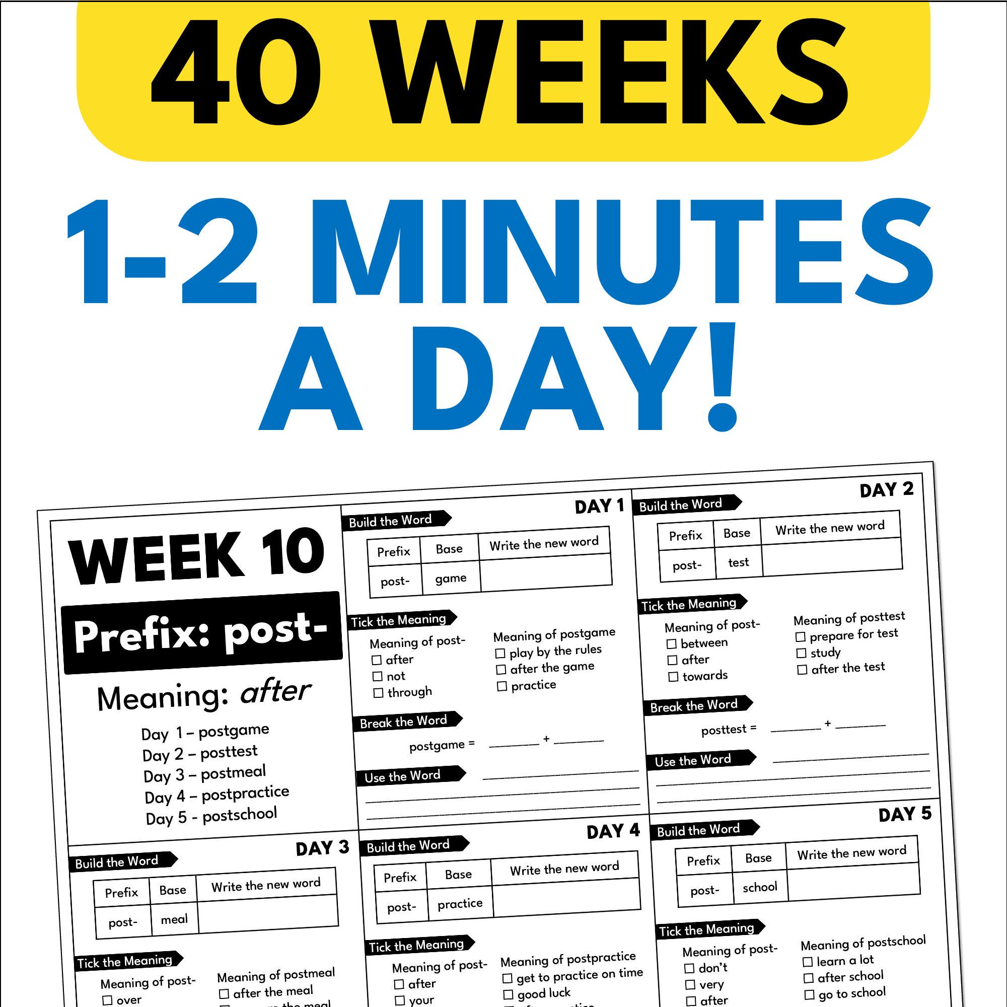 3rd 4th 5th Grade Morphology Worksheets, Daily Prefix & Suffix Practice ...
