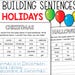 Writing Sentences With Words, Sentence Writing About Holidays ...