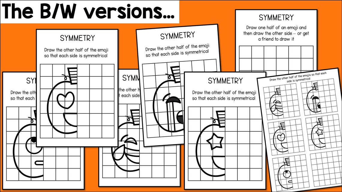 Symmetry Drawing Math Worksheets, Halloween Activities for Symmetry Art ...