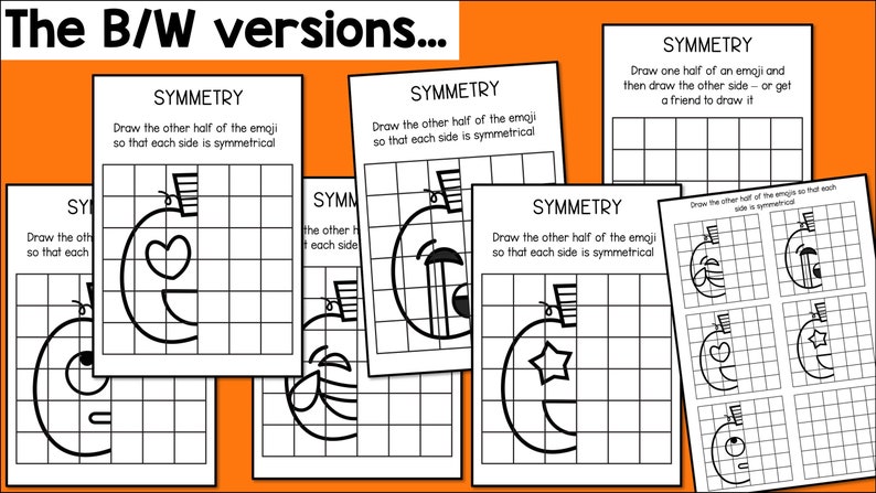 Symmetry Drawing Math Worksheets, Halloween Activities for Symmetry Art ...