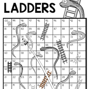 Printable Snakes and Ladders Game, Family Board Game Night, Kids ...