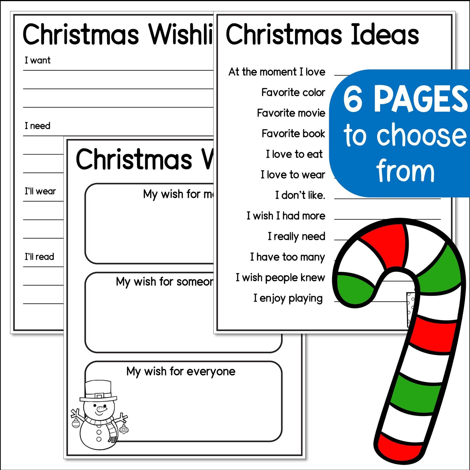 Christmas Wish List Writing Templates for Kids, Santa Wishlist Pages ...