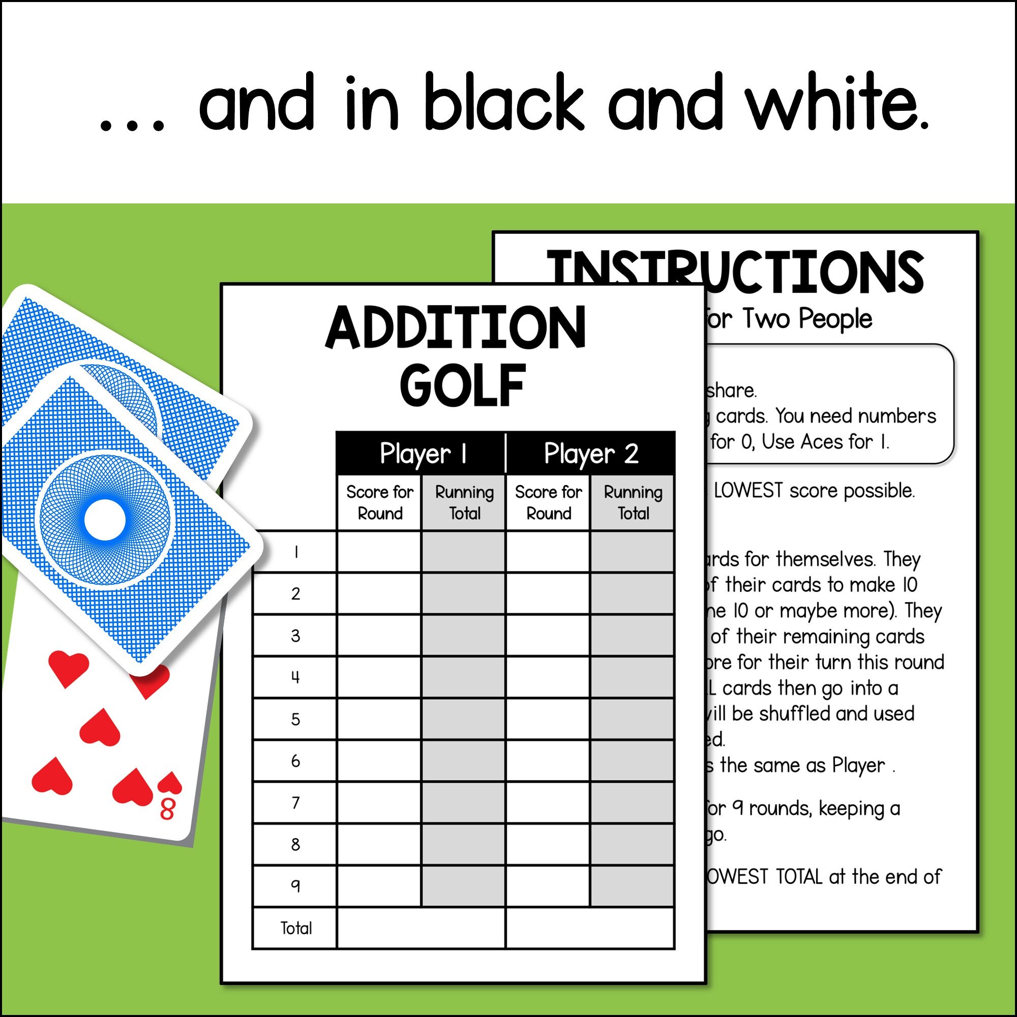 Math Game for Addition Facts and Rainbow Facts to 10 Practice and ...