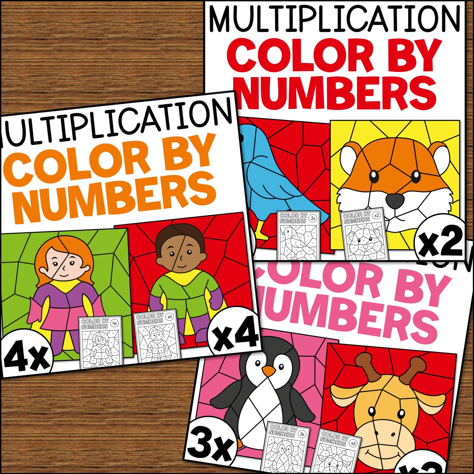Multiplication Color by Number Worksheets for Math Fact Multiplication ...