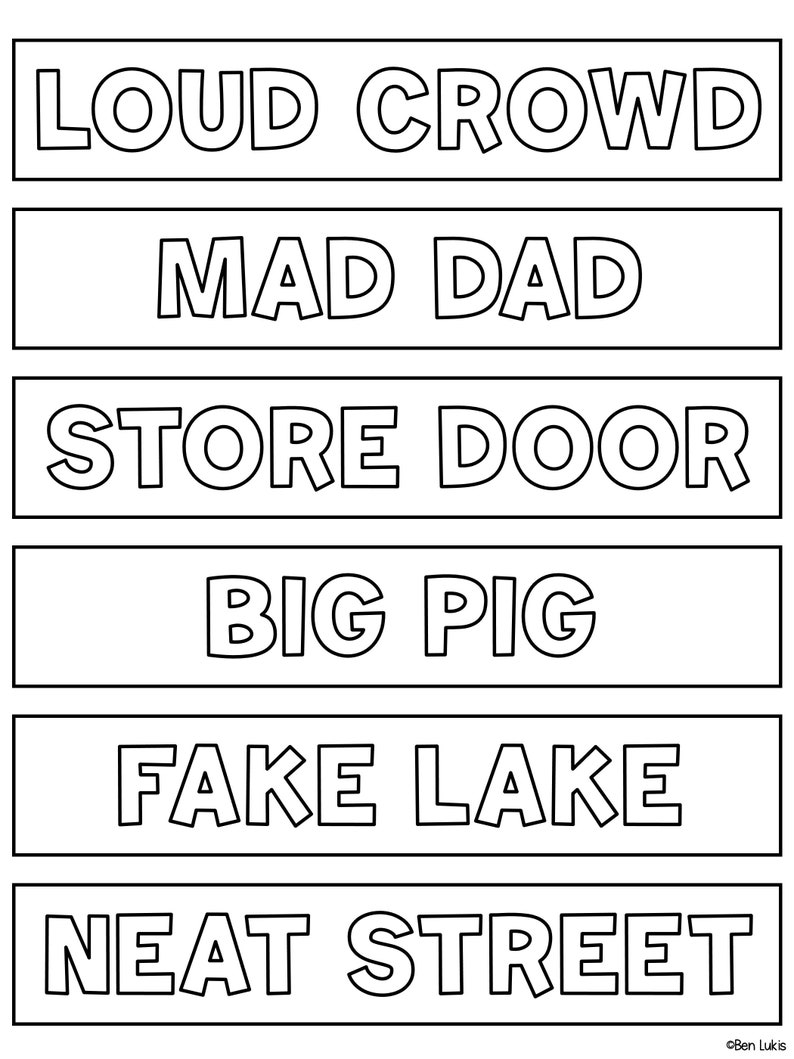 Rhyming Words Worksheets, Hink Pink Activities for Homeschool or School ...