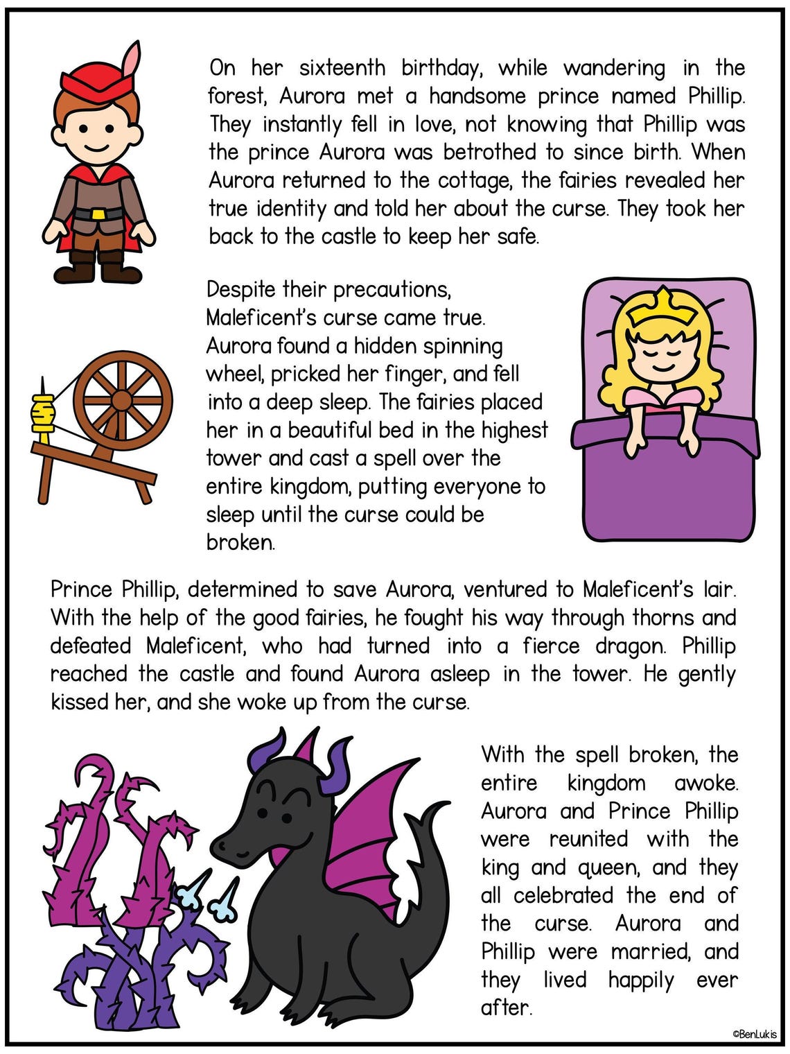 Sleeping Beauty Comprehension Worksheets, Reading Activities, Word ...