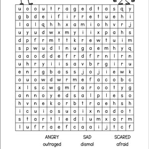 Word Searches of Other Words for Big, Little, Good, Said, Happy, Sad ...