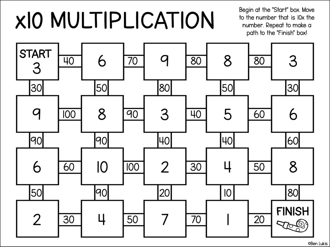 Multiplication Fact Mazes, Times Tables Math Activities for Kids ...