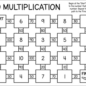 Multiplication Fact Mazes, Times Tables Math Activities for Kids ...