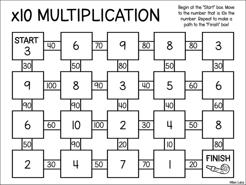 Multiplication Fact Mazes, Times Tables Math Activities for Kids ...