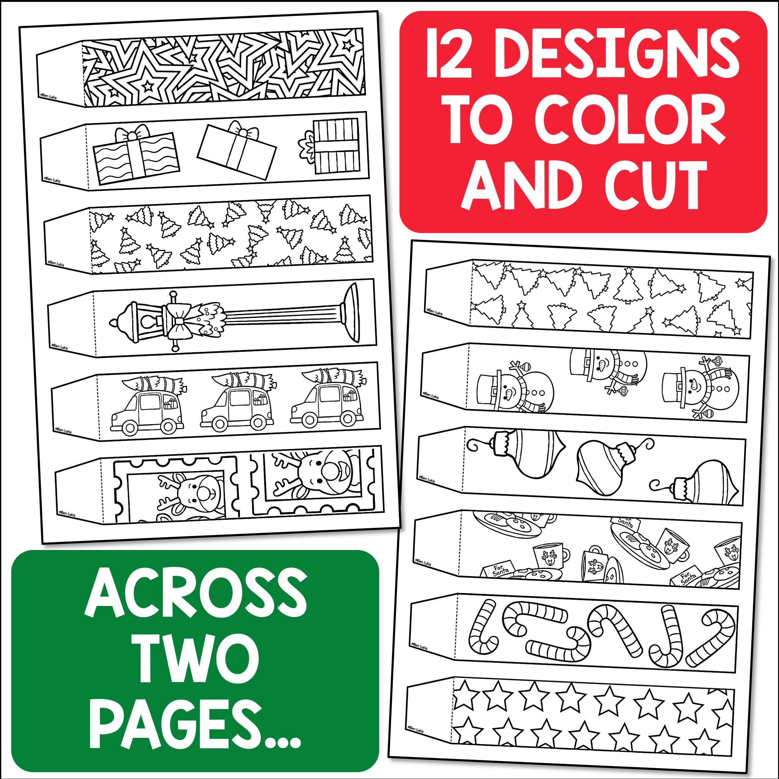 Christmas Paper Chain Craft, Christmas Coloring, Classroom Decor and ...