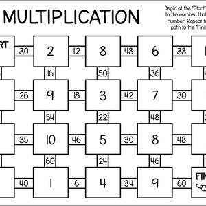 Multiplication Fact Mazes, Times Tables Math Activities for Kids ...