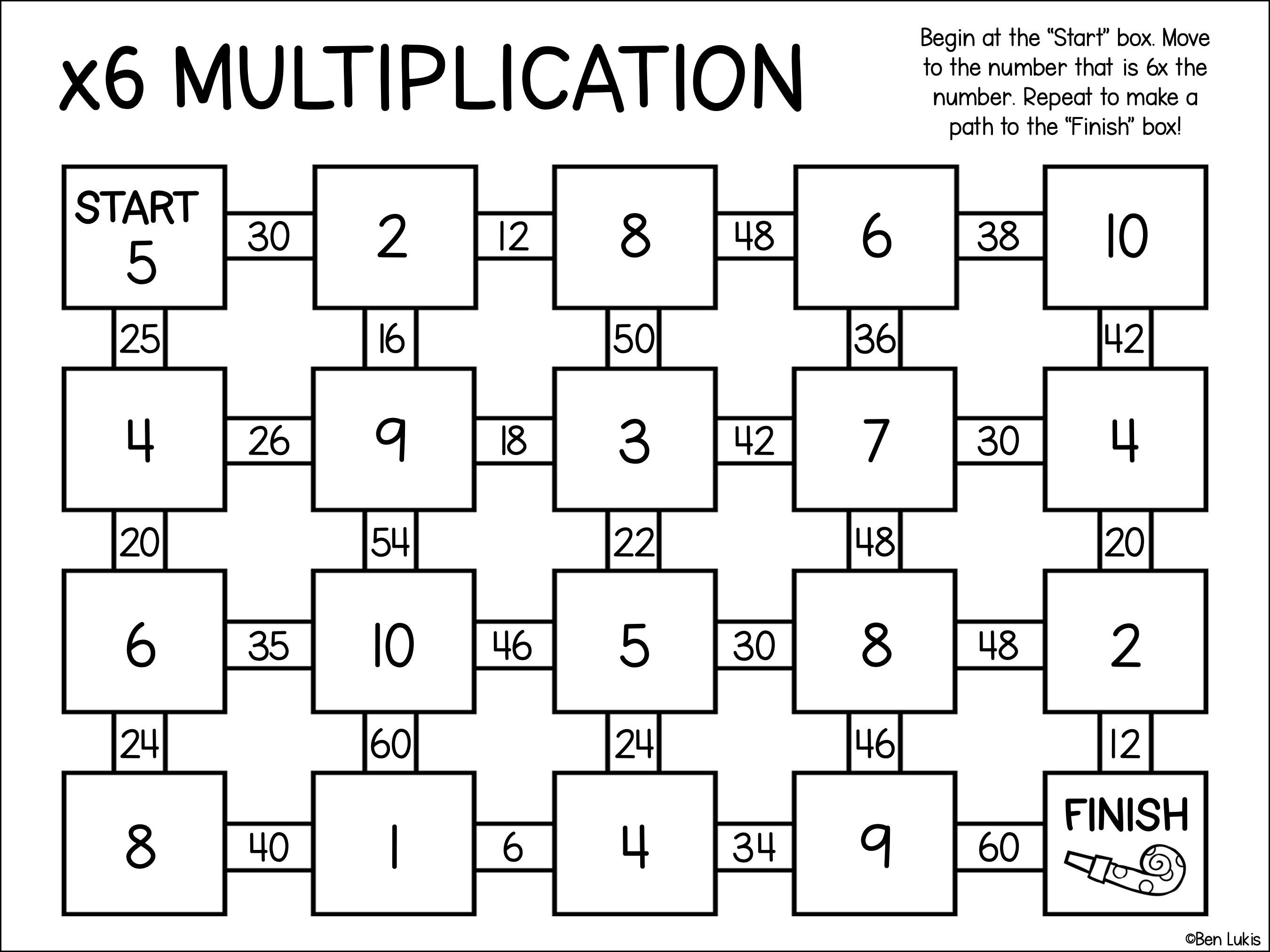 Multiplication Fact Mazes, Times Tables Math Activities for Kids ...