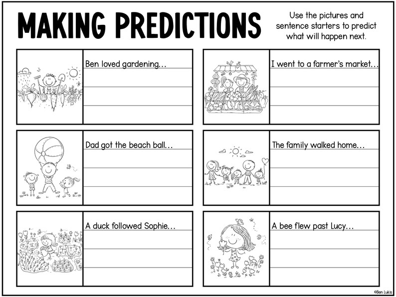 Making Predictions Worksheets With Pictures, Using Visual Texts to ...
