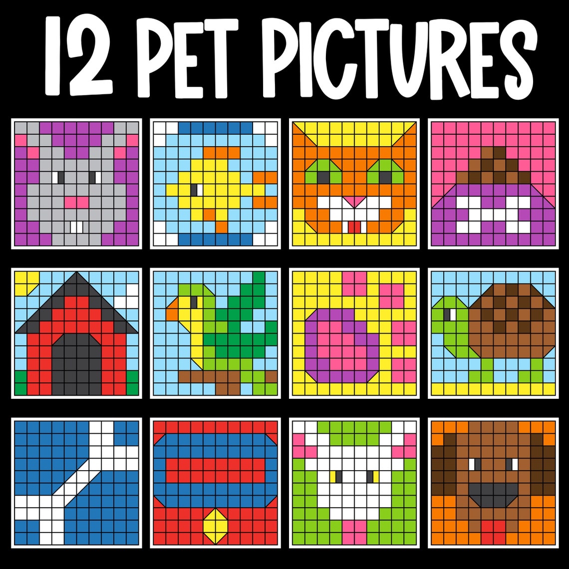 Place Value Mystery Picture Math Worksheets, Place Value Pet Coloring ...