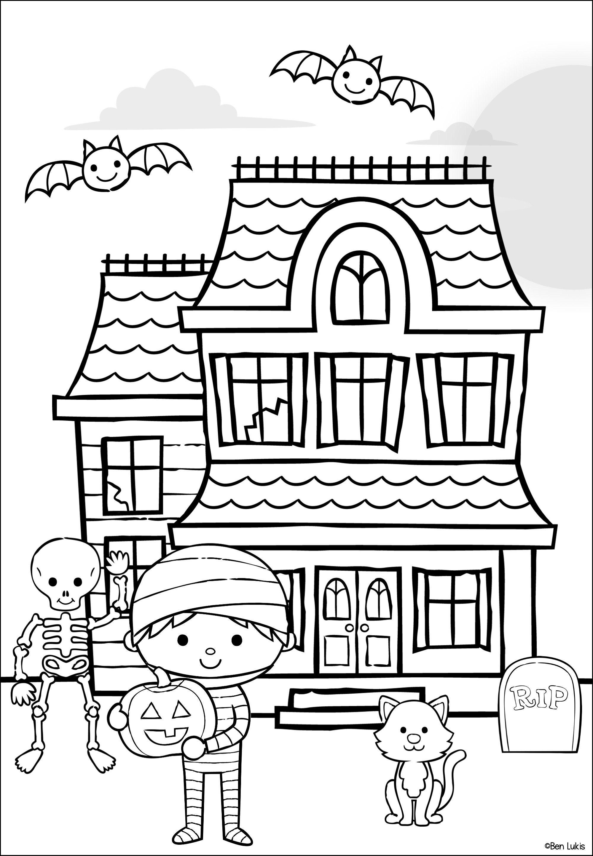 Halloween Coloring Book, Kids Activity Instant PDF Download, Printable ...