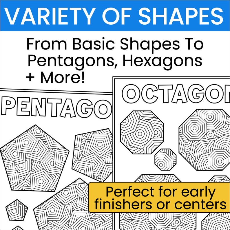2D Shapes Coloring Pages, No Prep Geometry Worksheets, Math Art ...