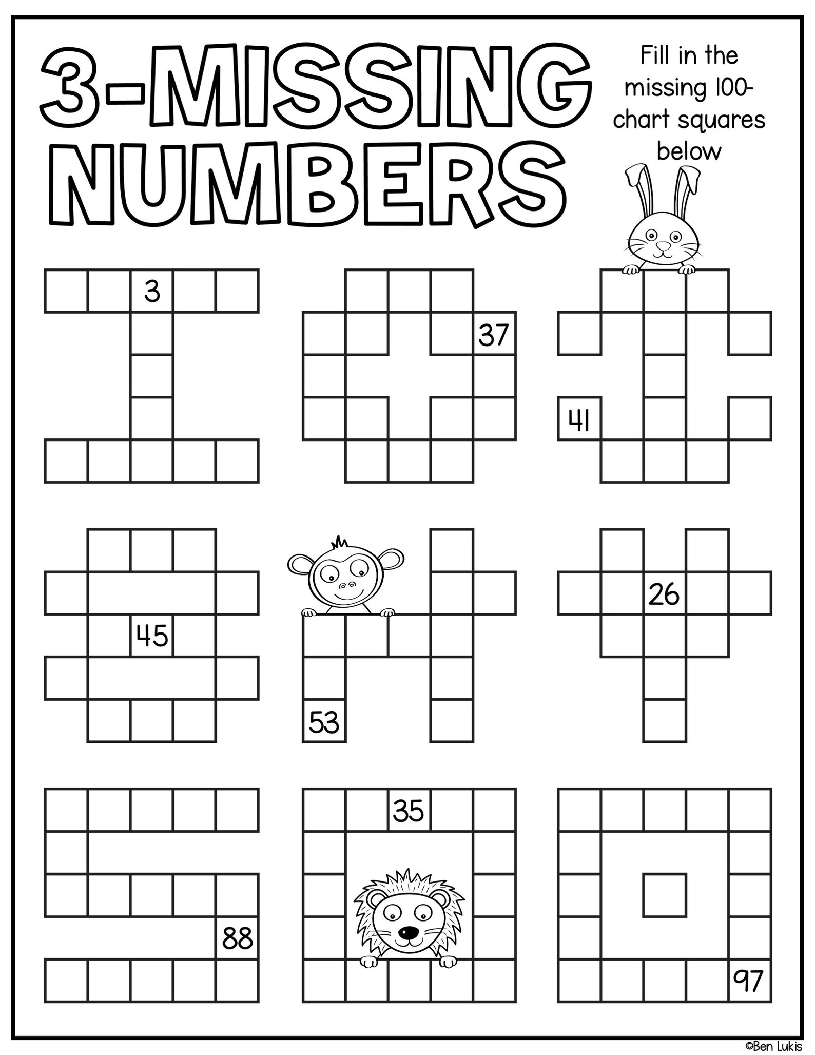 Place Value Worksheets With 100 Chart Number Activities & 100 Square ...