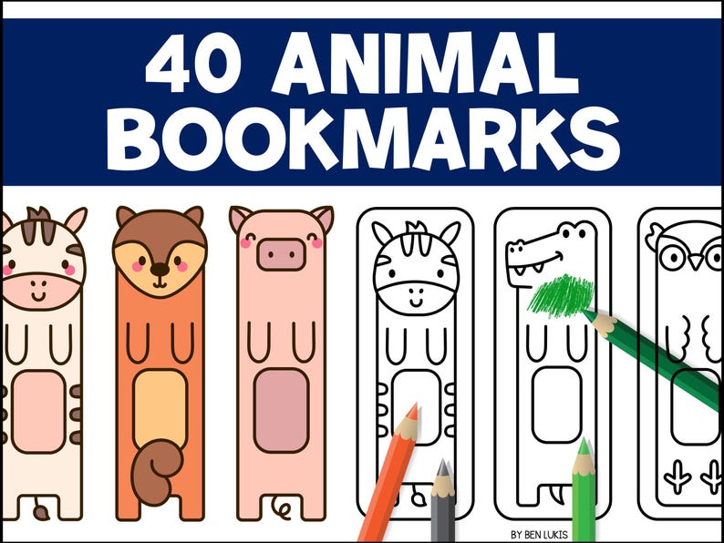 Printable Animal Bookmarks Coloring for Kids, Cute Bookmark Gifts for ...