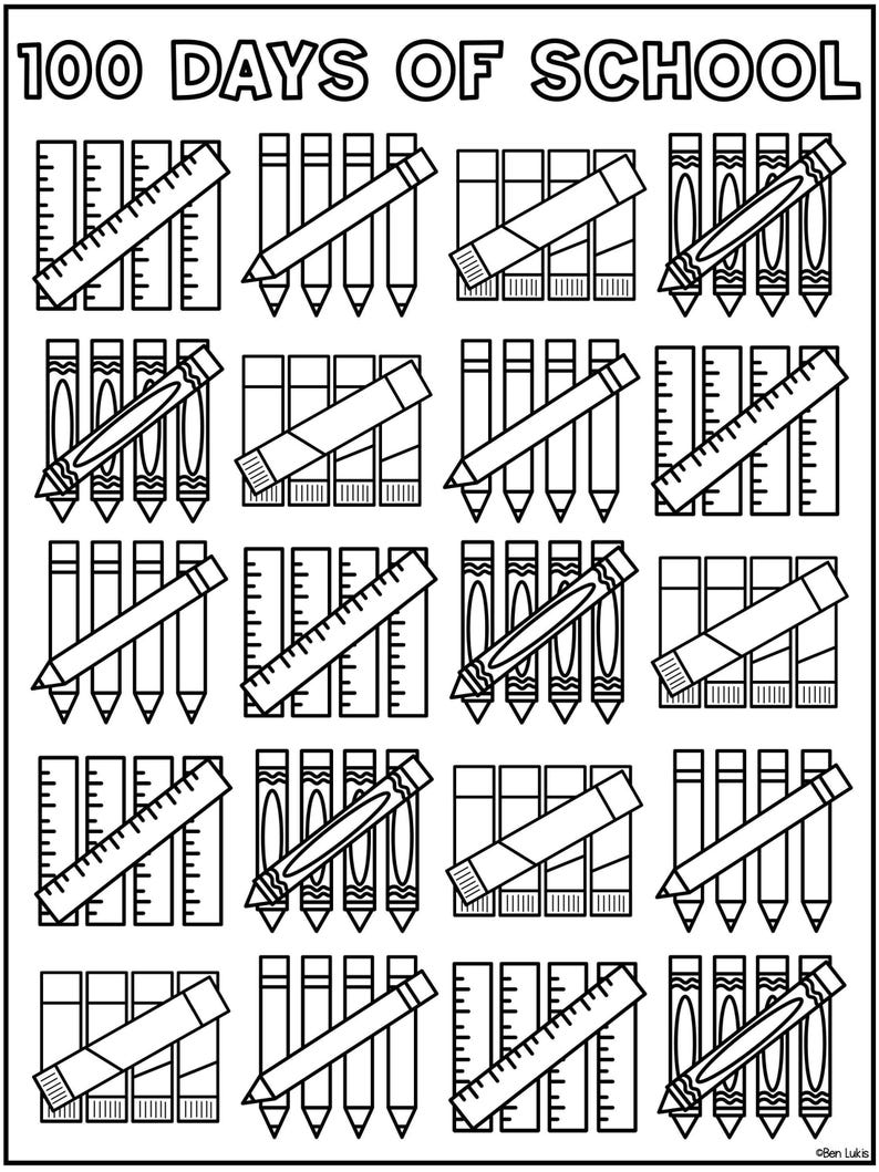 100 Days of School Coloring Sheets, 100th Day of School Coloring Pages ...