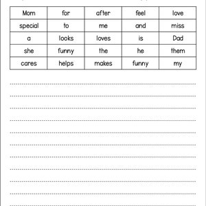 Building Sentences Using Words, Writing Sentences About Family ...