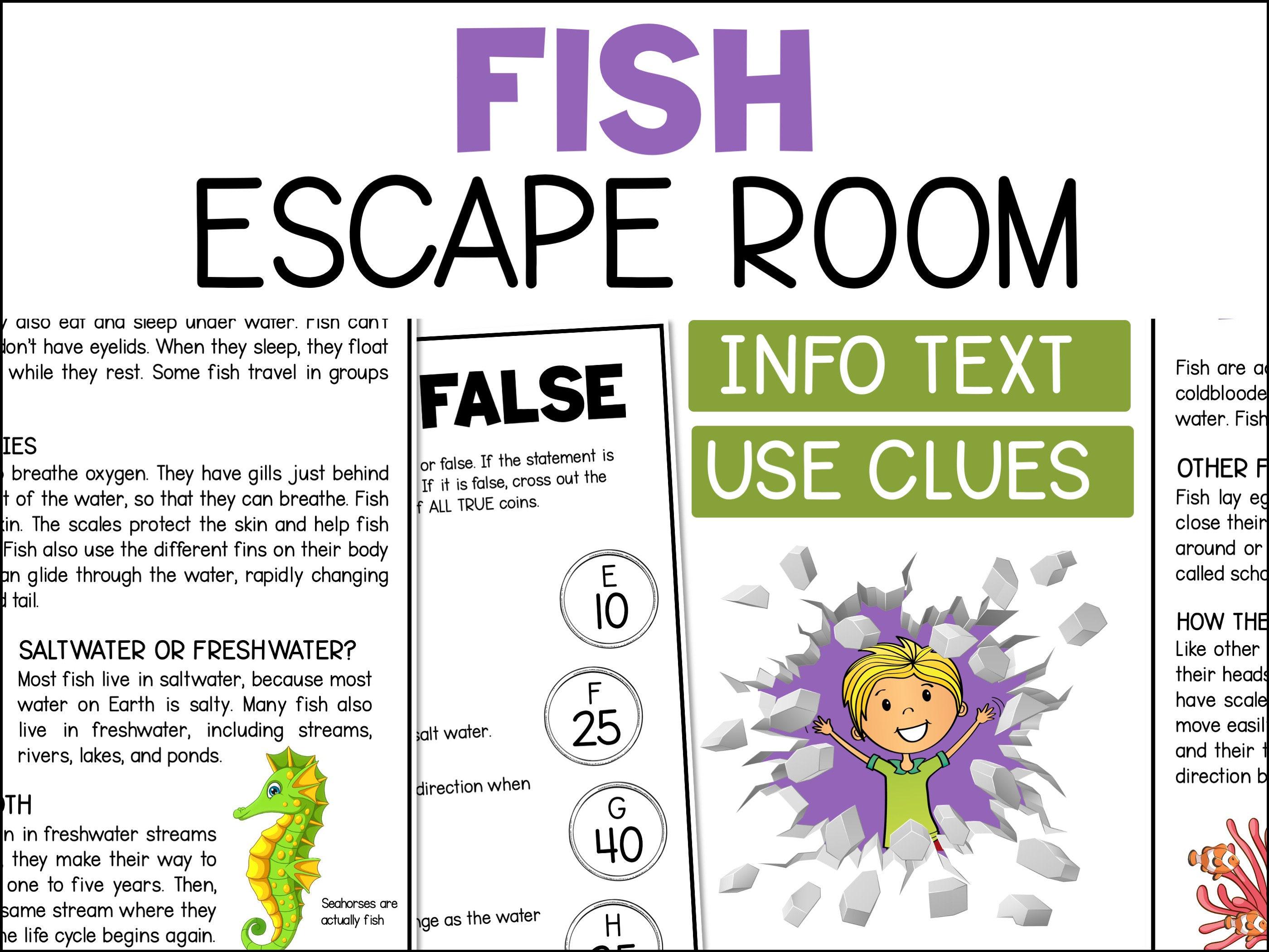 Fish Escape Room Puzzle, Printable Kids Activity (digital Download) - Etsy