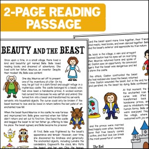 Beauty and the Beast Reading Activity, Comprehension Questions, Word ...