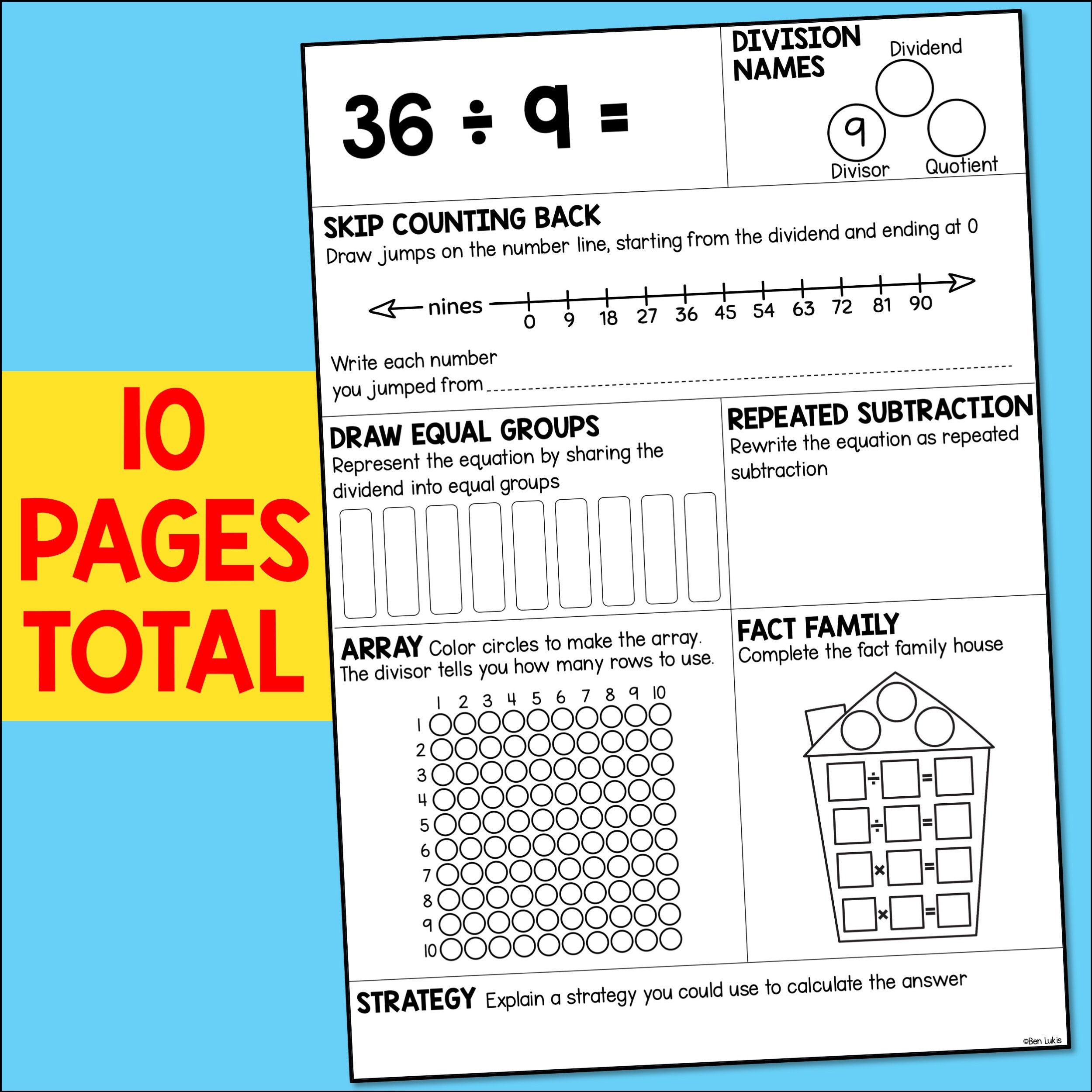 Divide by 9 Practice Math Worksheets, Division Equation of the Day ...