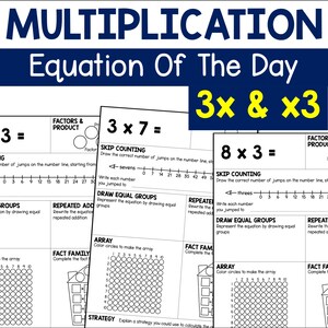 3 Times Table Multiplication Equation of the Day Practice Worksheets ...