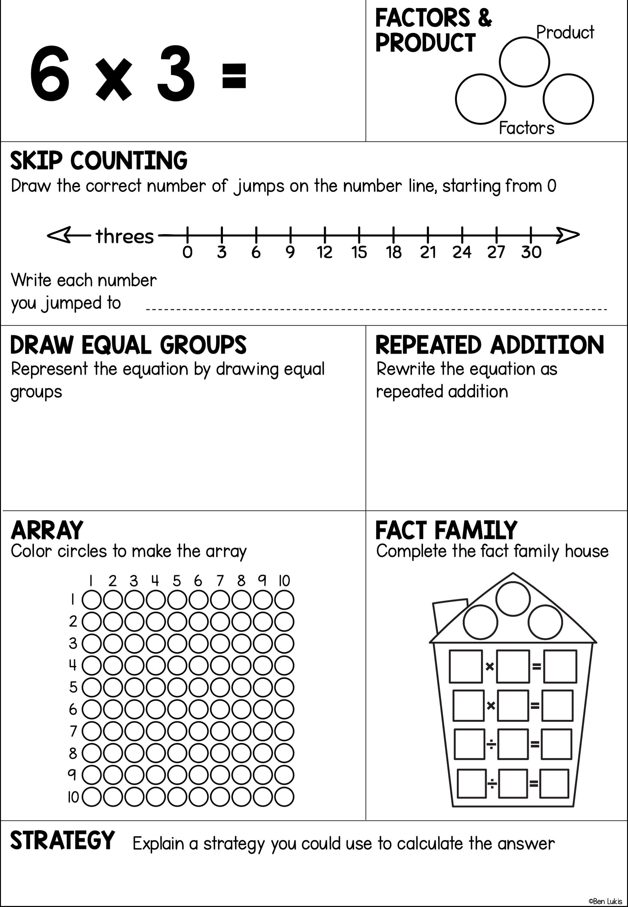 6 Times Table Multiplication Equation of the Day Practice Worksheets ...
