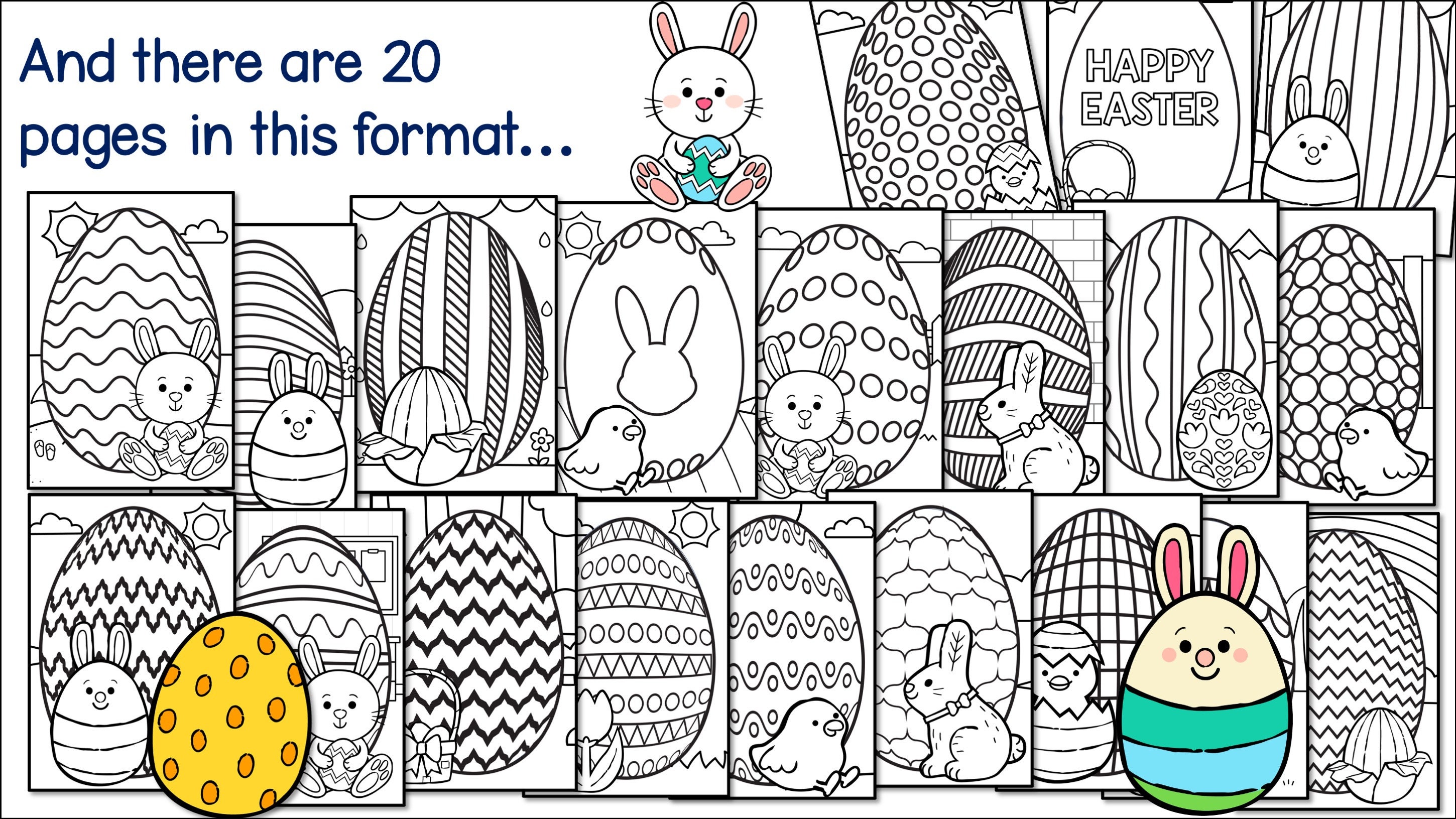 Easter Egg Coloring Pages, Kids Activity Sheets, Printable PDF Download ...