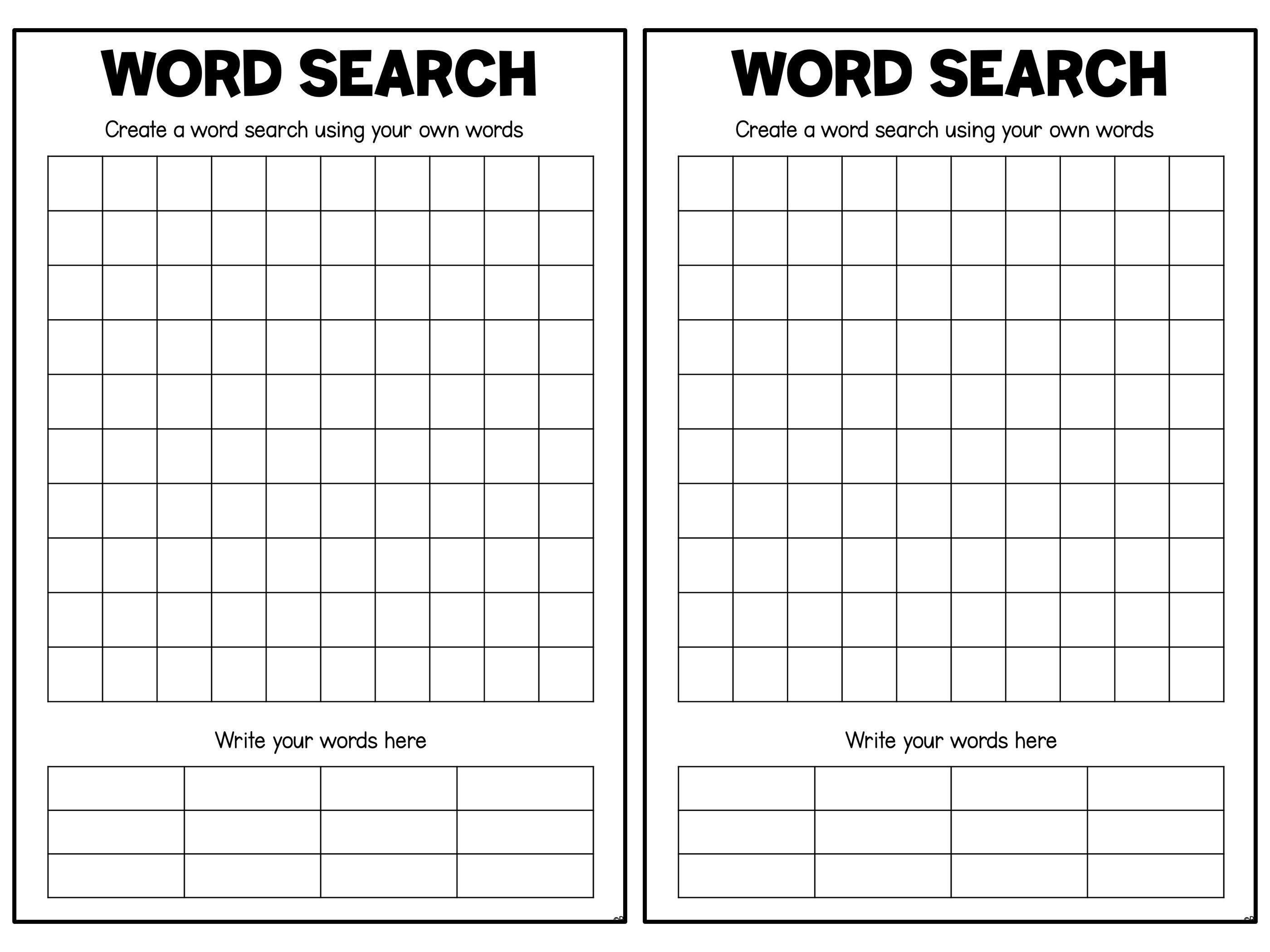 Blank Word Search Templates for Kids, Printable PDF Blank Puzzle Pages ...
