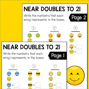 Near Doubles Math Facts Worksheets Early Algebra Math - Etsy