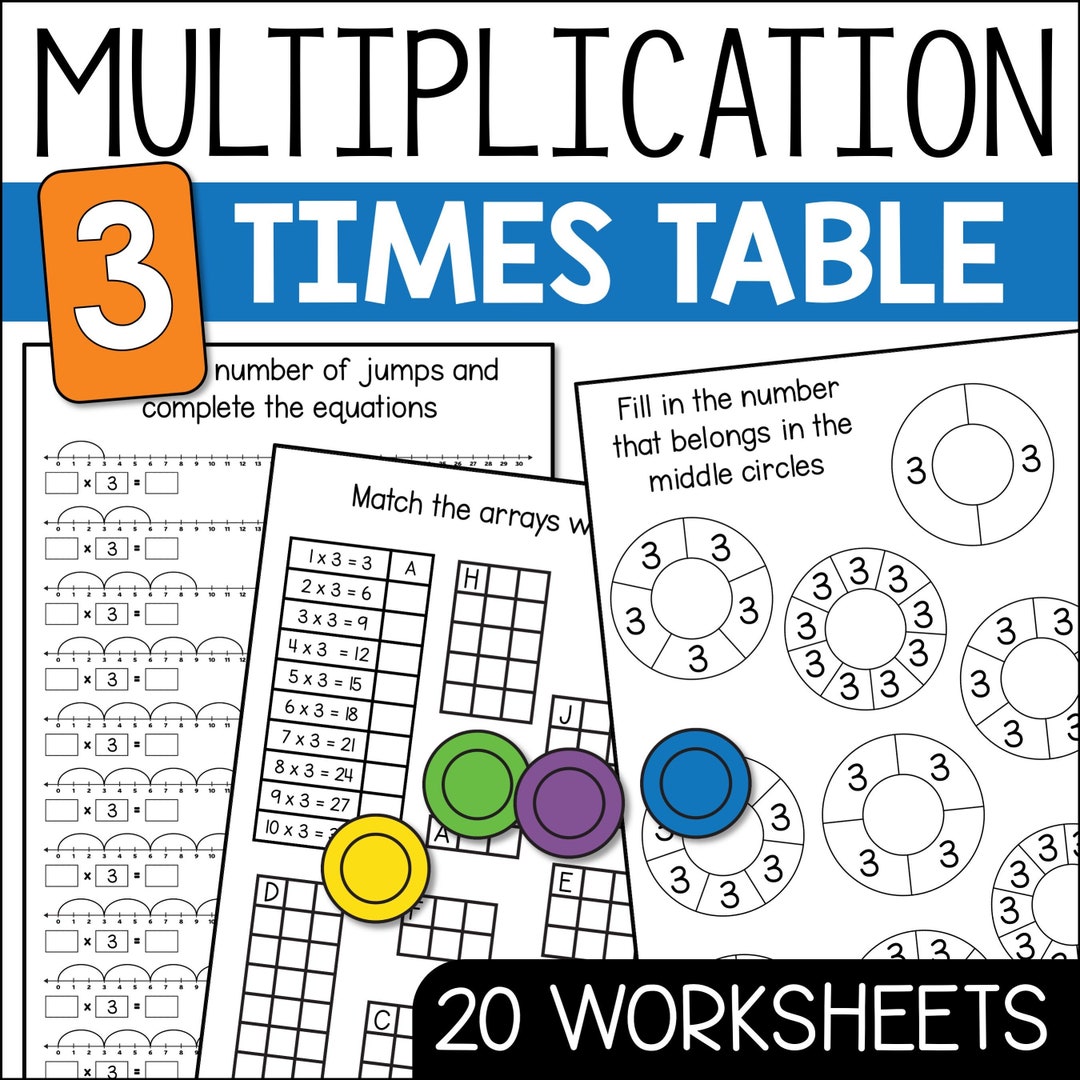 Multiplication Practice Worksheets for 3 Times Table - Etsy
