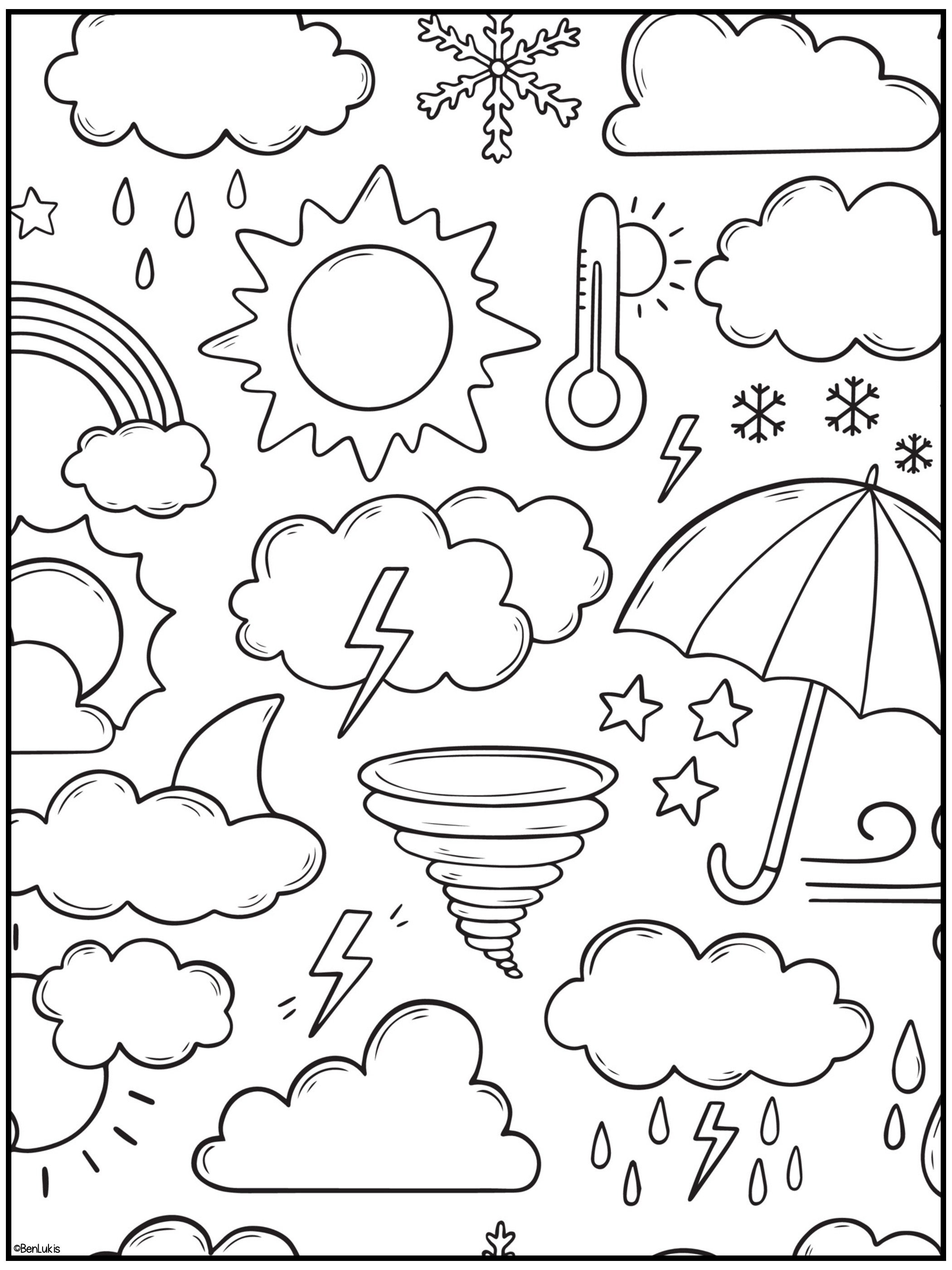 Weather Coloring Pages, Printable PDF Weather Coloring Sheets for Kids ...