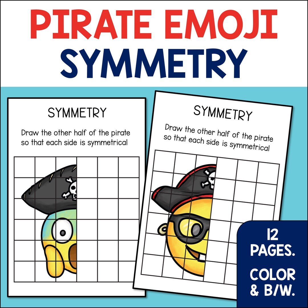 Pirate Symmetry Art and Math Worksheets Pirate Drawing - Etsy