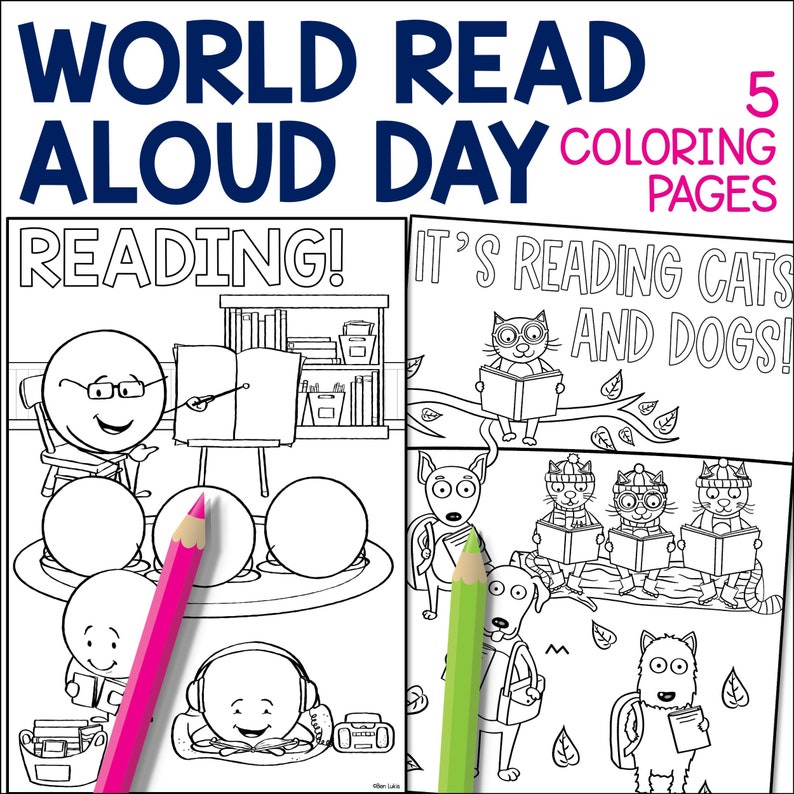 World Read Aloud Day Printable Coloring Pages, Kids Educational ...