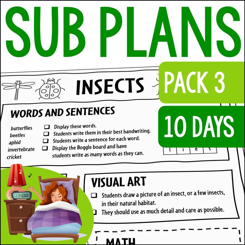 Substitute Teacher Lesson Plans Emergency Sub Plans - Etsy
