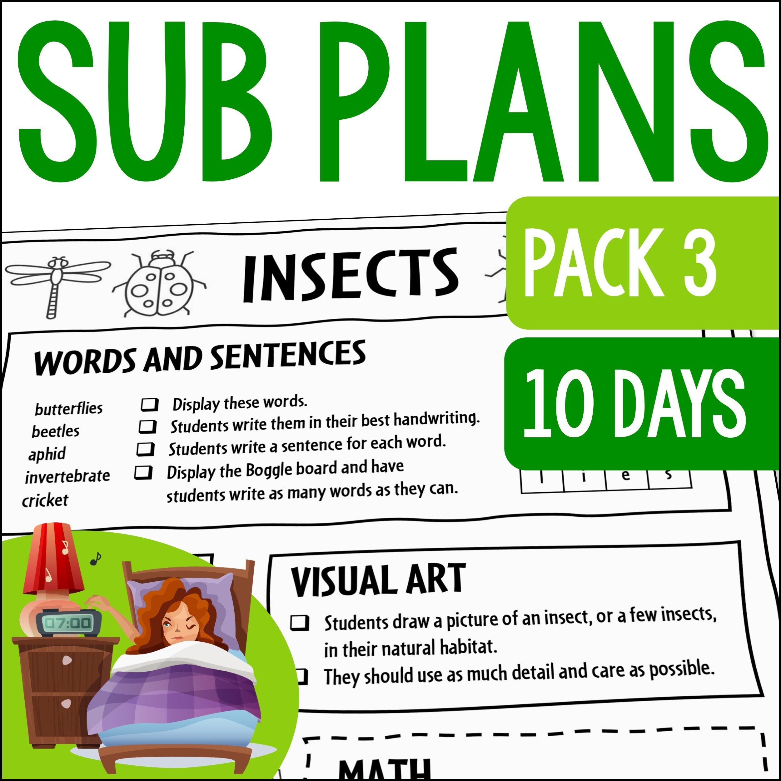 Substitute Teacher Lesson Plans, Emergency Sub Plans, Printable Notes ...