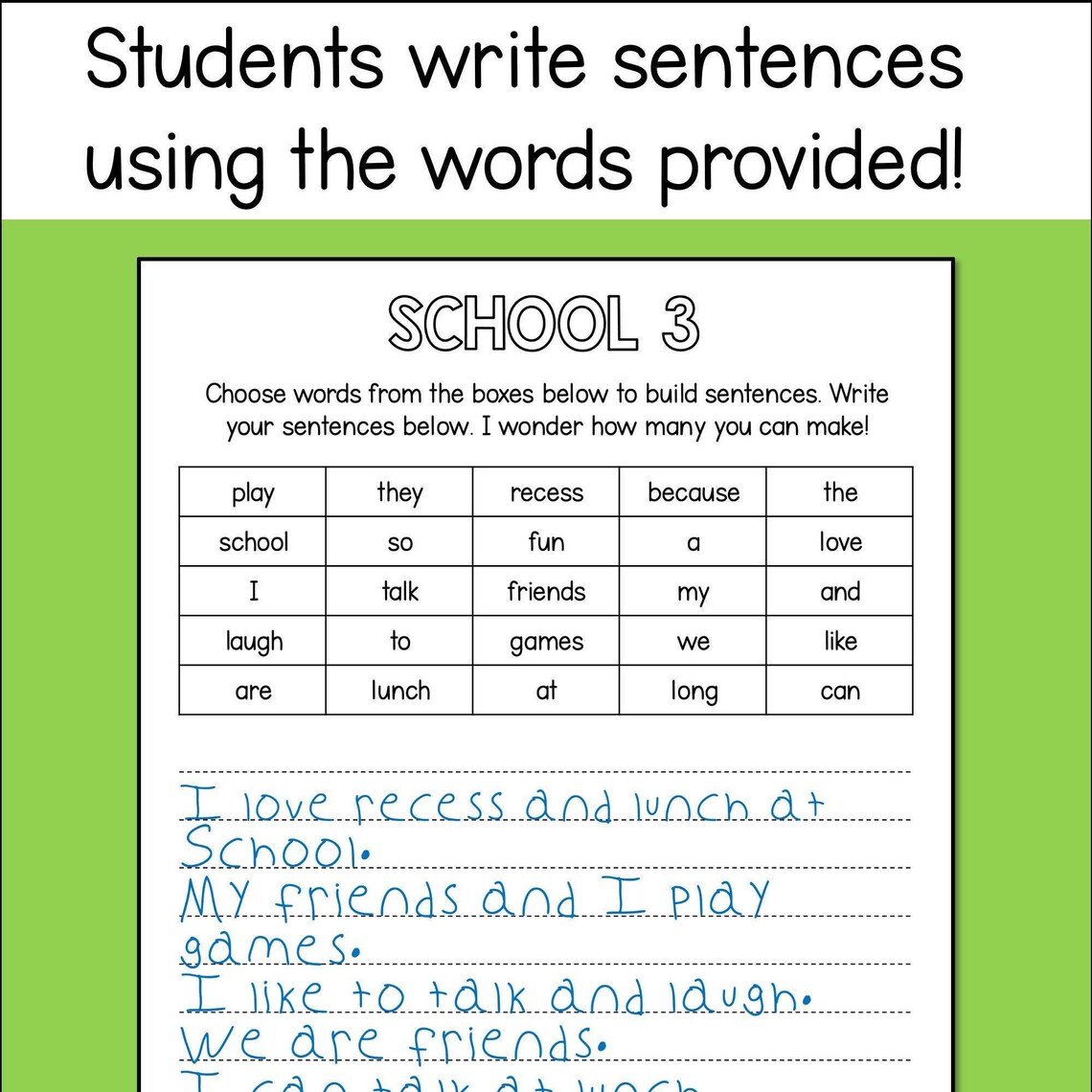 Building Sentences With Sentence Writing Prompts, Writing Sentences ...