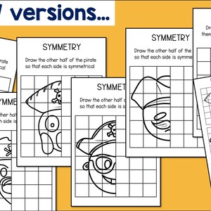 Pirate Symmetry Art and Math Worksheets, Pirate Drawing Geometry ...