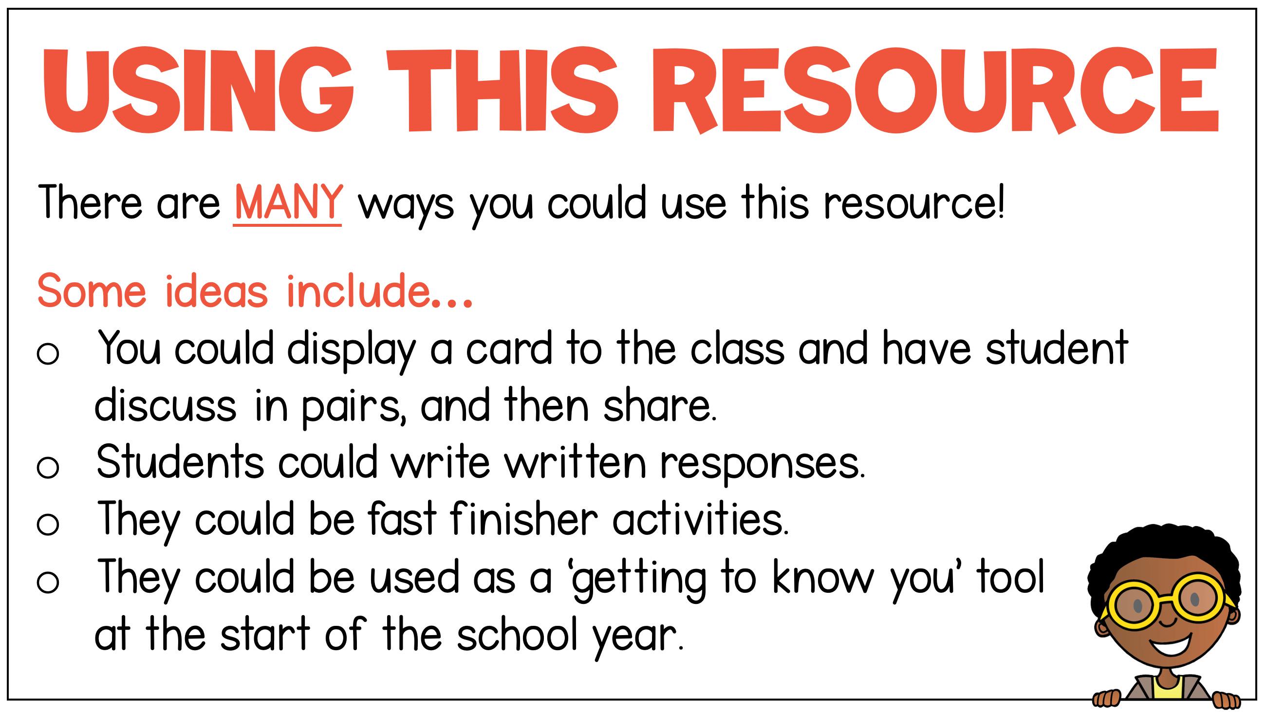 Back to School Question Cards, Discussion Prompts (printable PDF) - Etsy