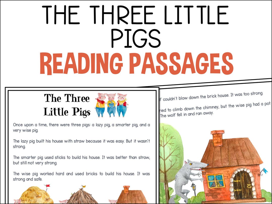 Three Little Pigs Reading Passages, Fairy Tale to Read, Differentiated ...