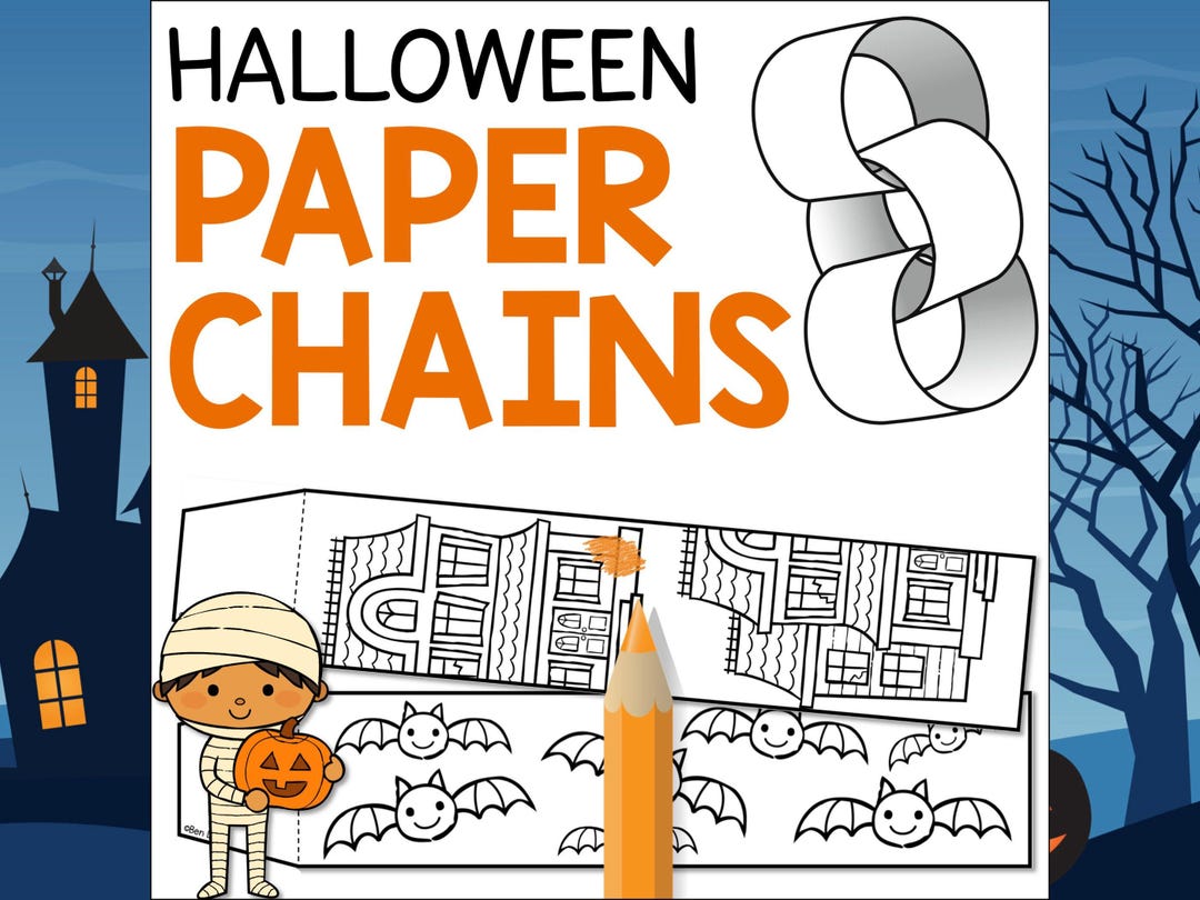Halloween Paper Chain Craft, Halloween Coloring, Classroom Decor and ...
