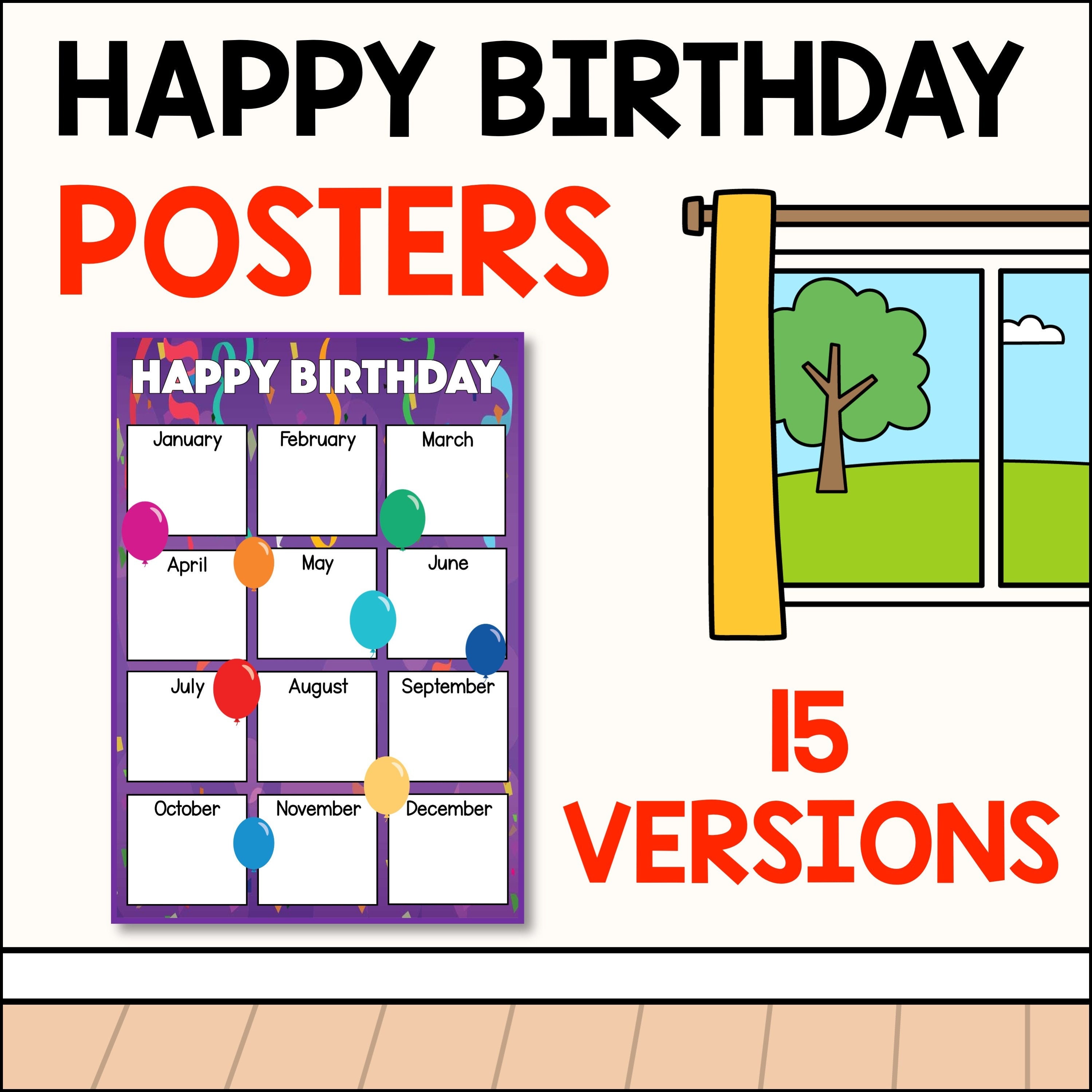 Birthday Chart Posters for Home or School Birthday Tracker - Etsy Australia