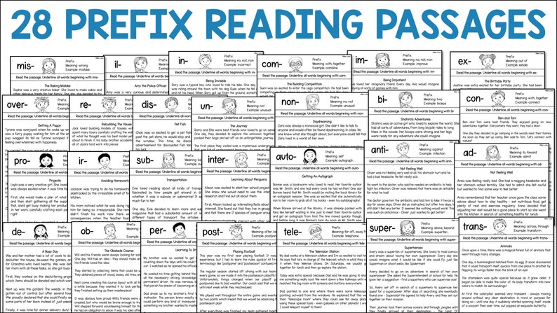 Prefix and Suffix Morphology Reading Passages for Kids Learning About ...